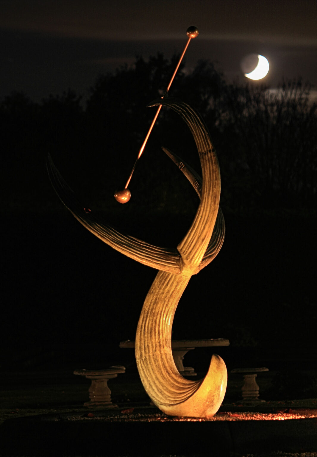 Night Photo Armillary Sphere Sundial | Avant Garden Bronzes