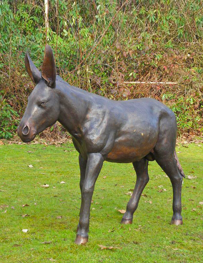 Solid Bronze Donkey Sculpture Outdoor Lifesize Statue | Avant Garden