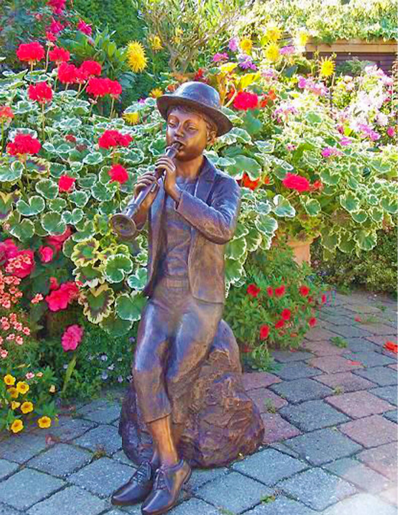 Bronze Fountain Boy Playing Flute Water | Avant Garden Bronzes