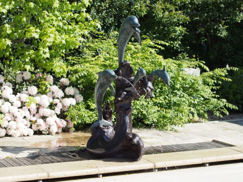 Verdigris Dolphin Pod Fountain Sculpture | Avant Garden Bronzes